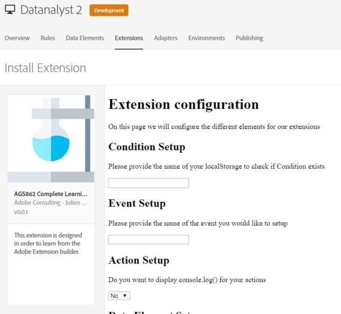 Creating Adobe Launch Extension : Testing your Extension | Datanalyst